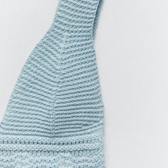 Zara | Tops | Nwt Zara Blue Textured Knit Cropped Top L | Poshmark